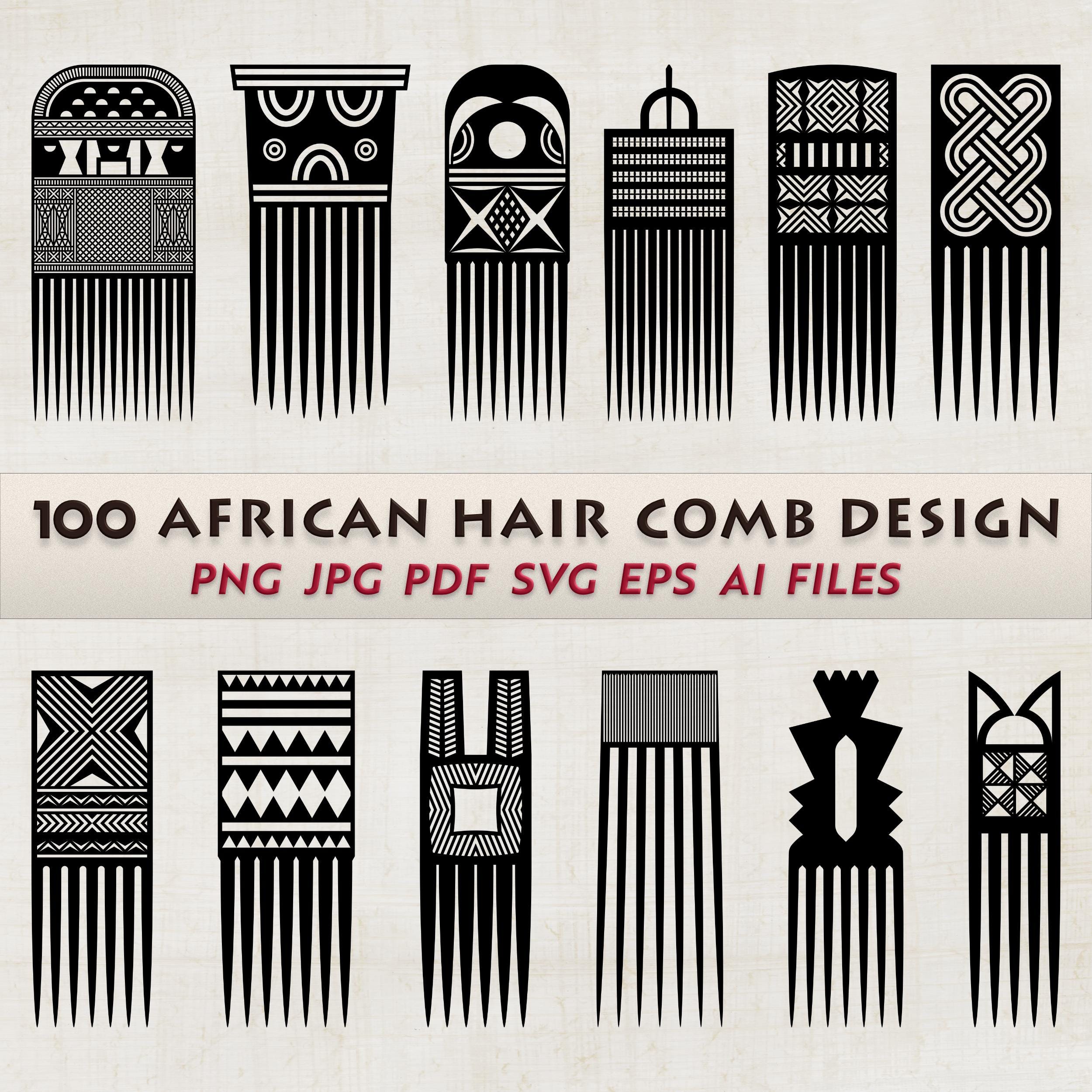 100 African Hair Comb & Hair Pick Vintage Designs | Png, Jpg, Pdf, Svg ...