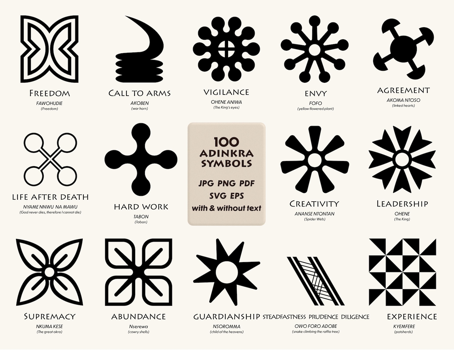 100 Adinkra African Symbols Bundle | Png, Jpg, Pdf, Svg, Eps | With ...