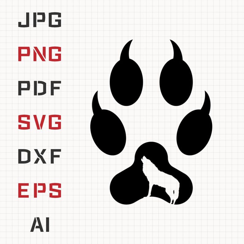 Wolf Silhouette & Paw Print SVG Bundle: Cricut, Laser Cut Files ...
