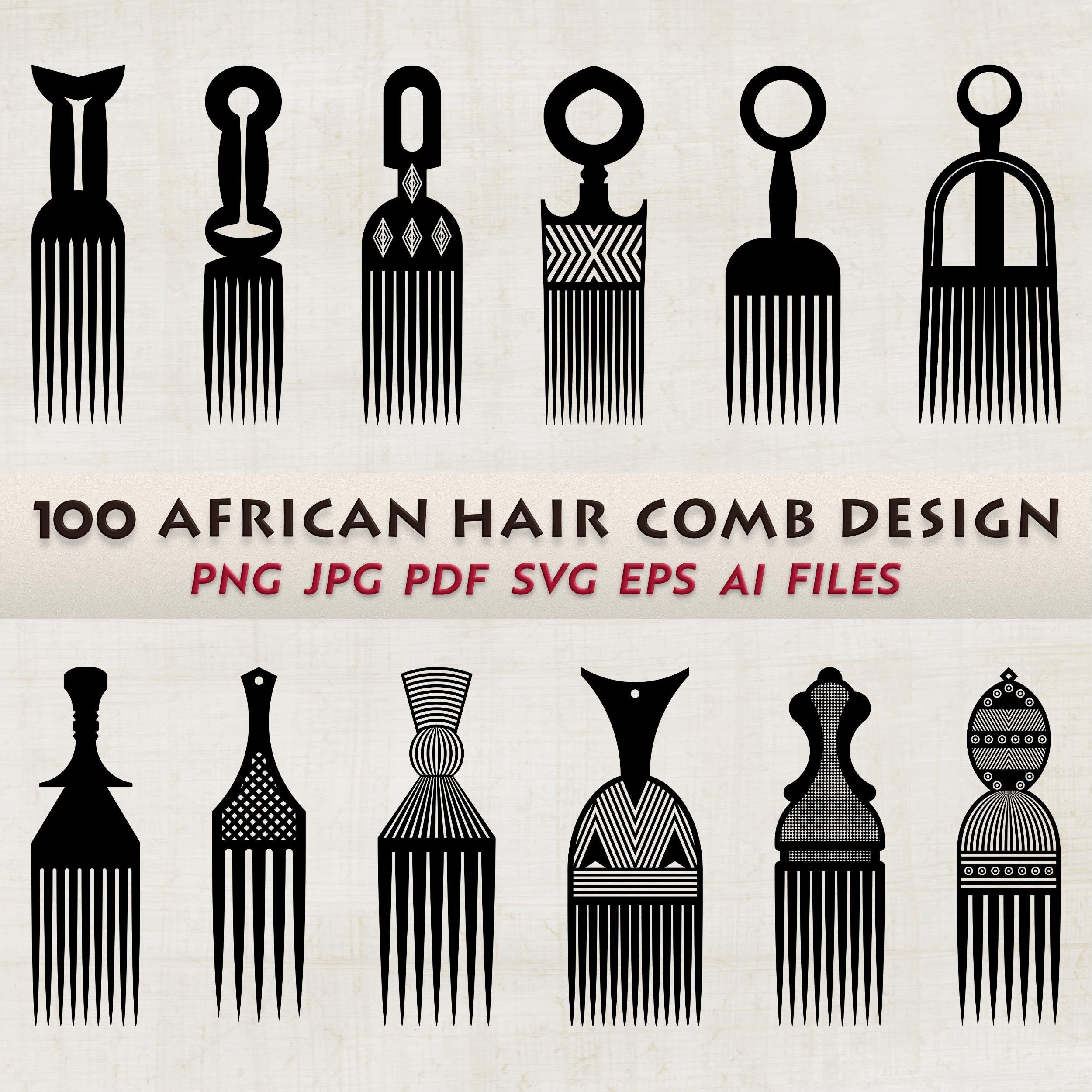 100 African Hair Comb & Hair Pick Vintage Designs | Png, Jpg, Pdf, Svg ...