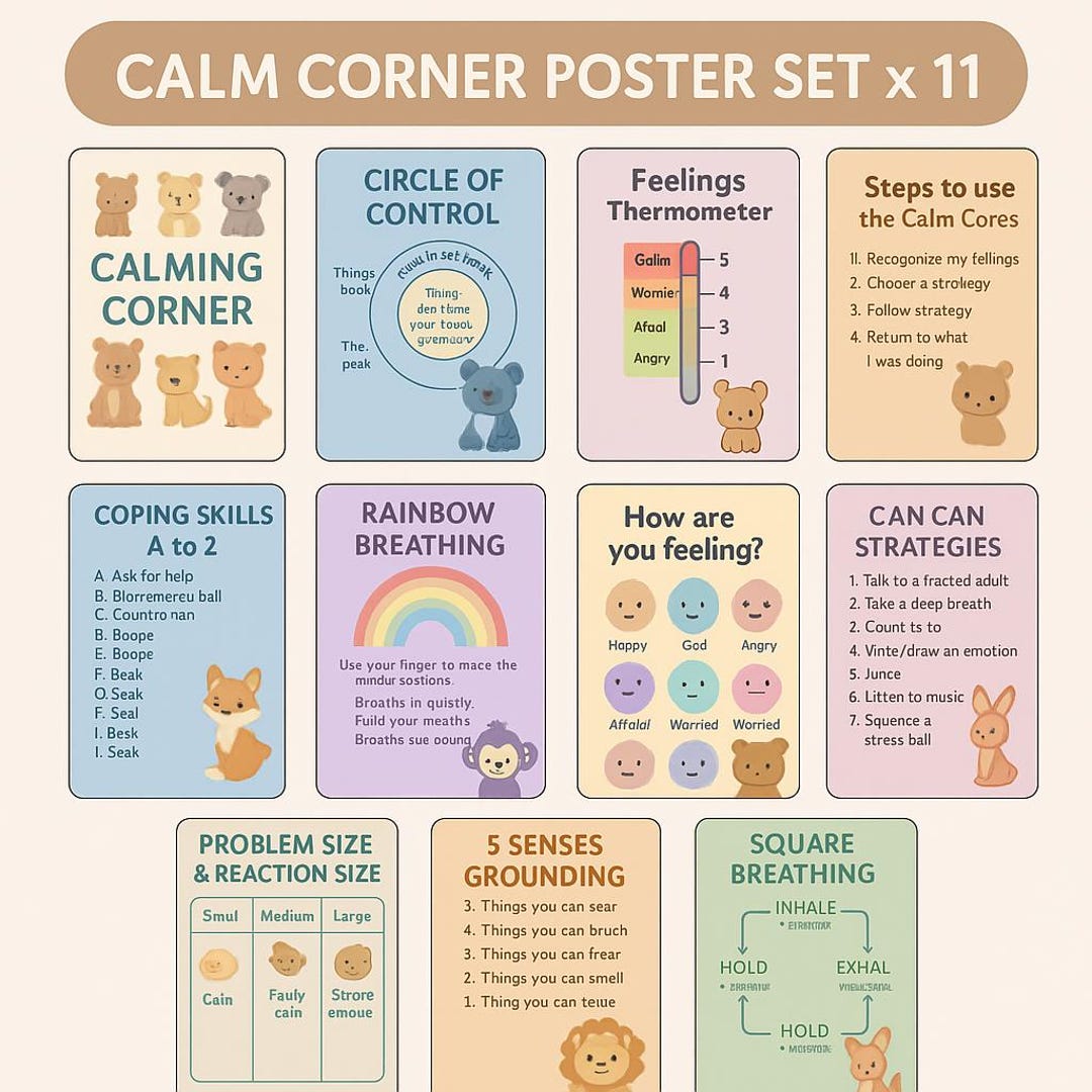Calm Corner Poster Set – Feelings & Self-regulation, 11 Prints - Etsy