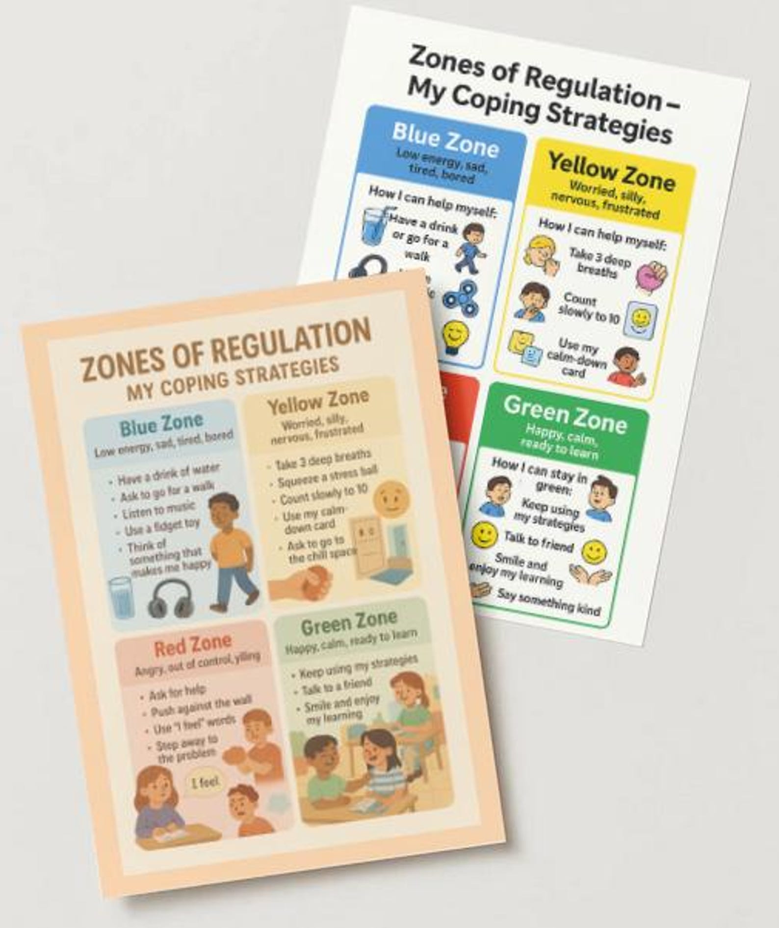 Zones of Regulation Coping Strategies Poster Set: Classroom, Therapy - Etsy