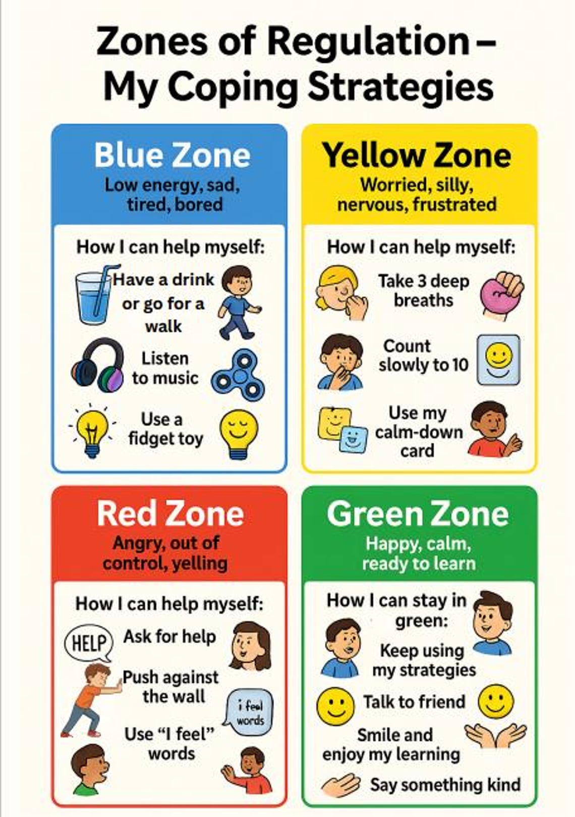 Zones of Regulation Coping Strategies Posters: Classroom, Therapy ...