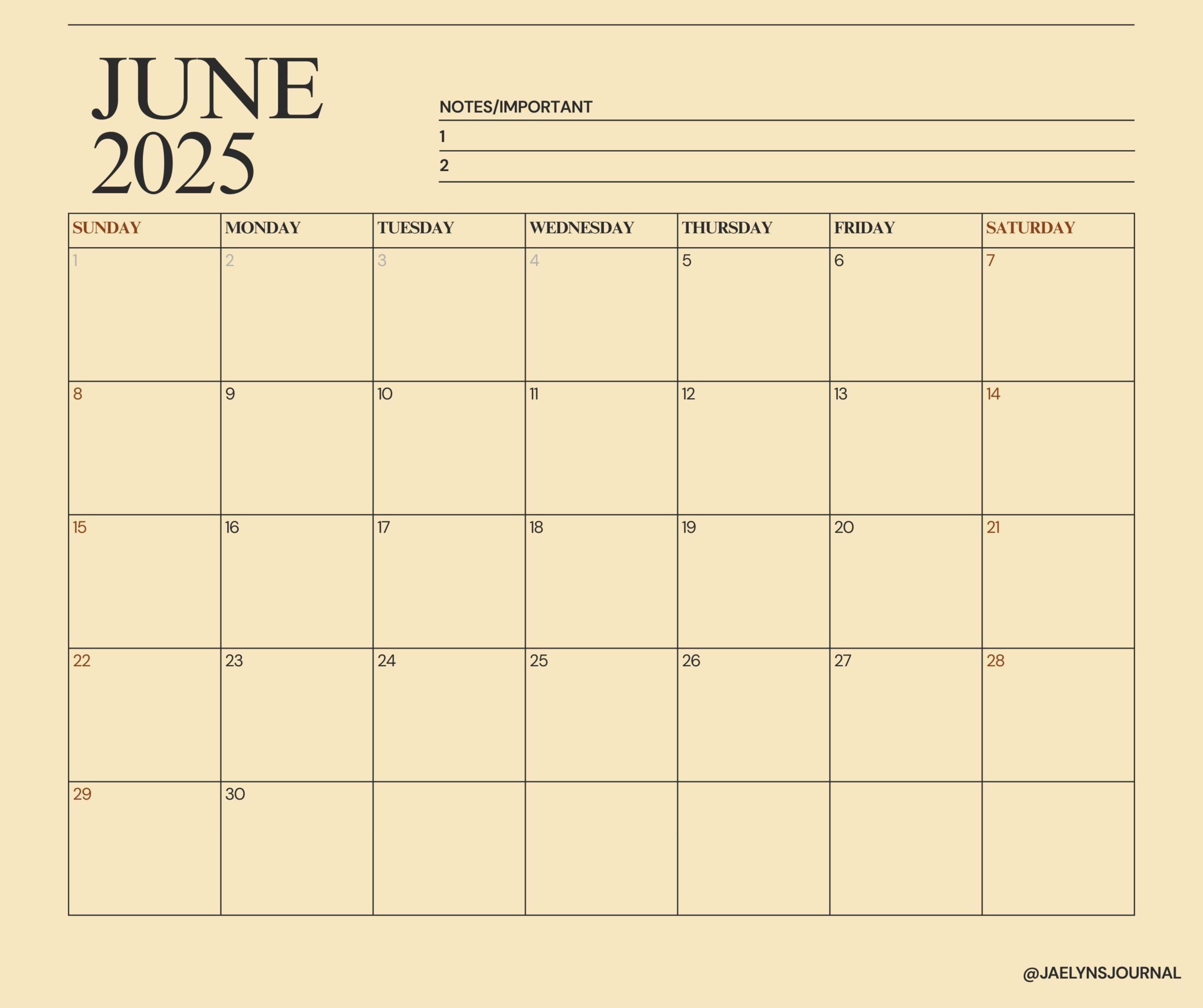 June 2025 Monthly Calendar | Soft Aesthetic Digital Planner | Printable ...