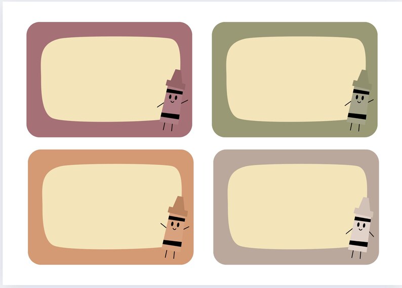 Editable Printable Name Tags for Kids | Crayon-themed Labels in Retro ...