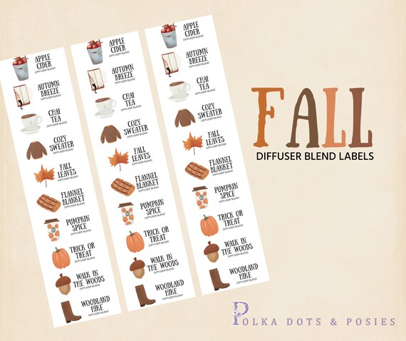 Fall Diffuser Blend Labels Essential Oils Sample | Etsy