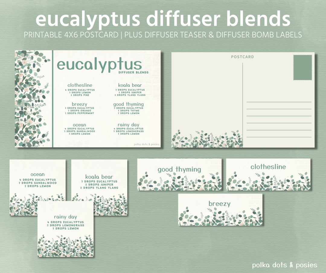 Download and Print: Eucalyptus Diffuser Recipe Card | Diffuser Bomb ...
