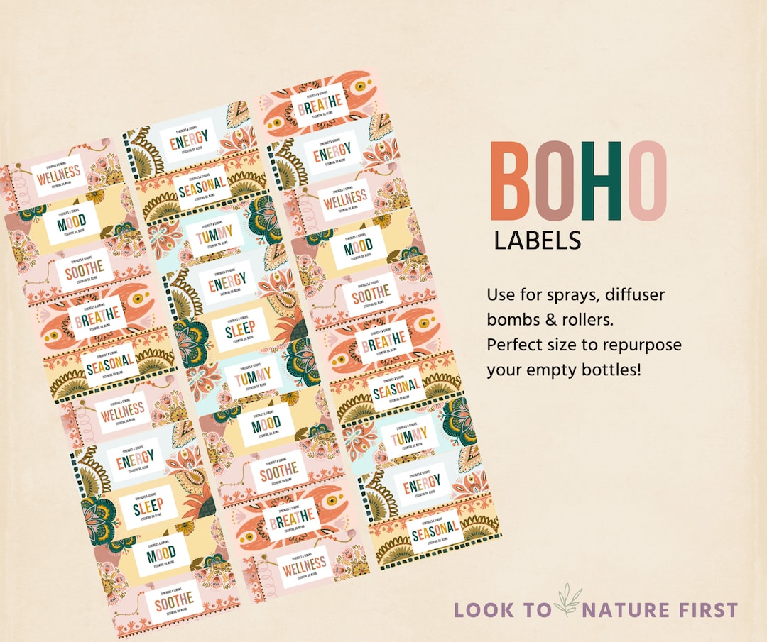Editable Boho Labels Essential Oils Sample - Etsy