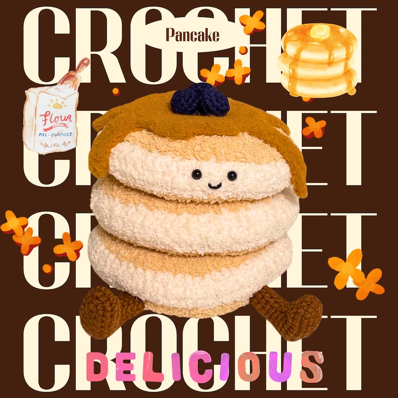 Pancake Crochet Pattern, Baked Food Crochet Tutorial, Pancake Amigurumi ...