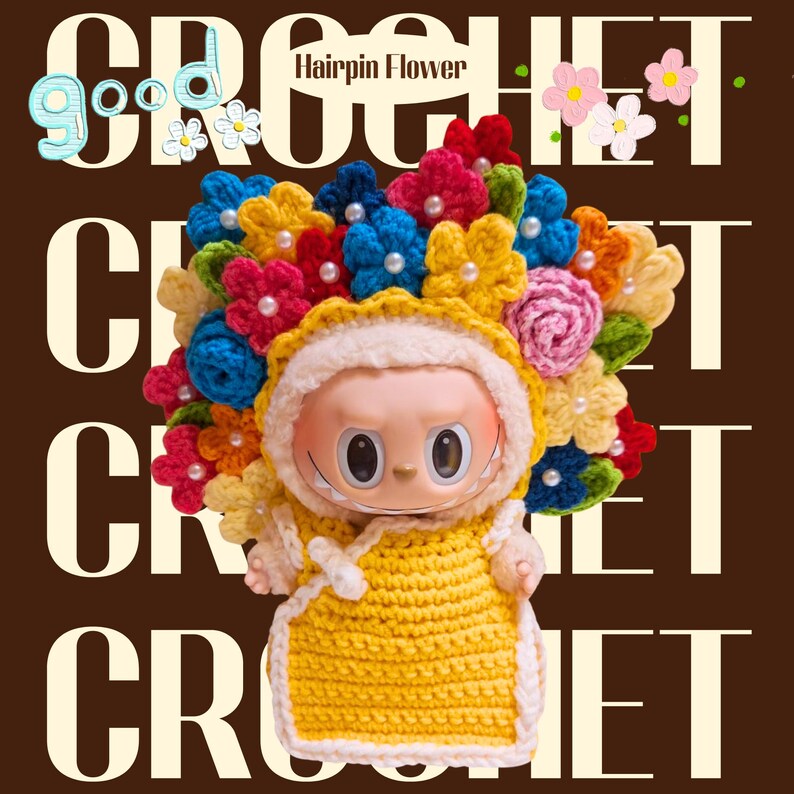 Labubu Clothes Crochet Pattern, Summer Floral Headband Pattern, Flower ...