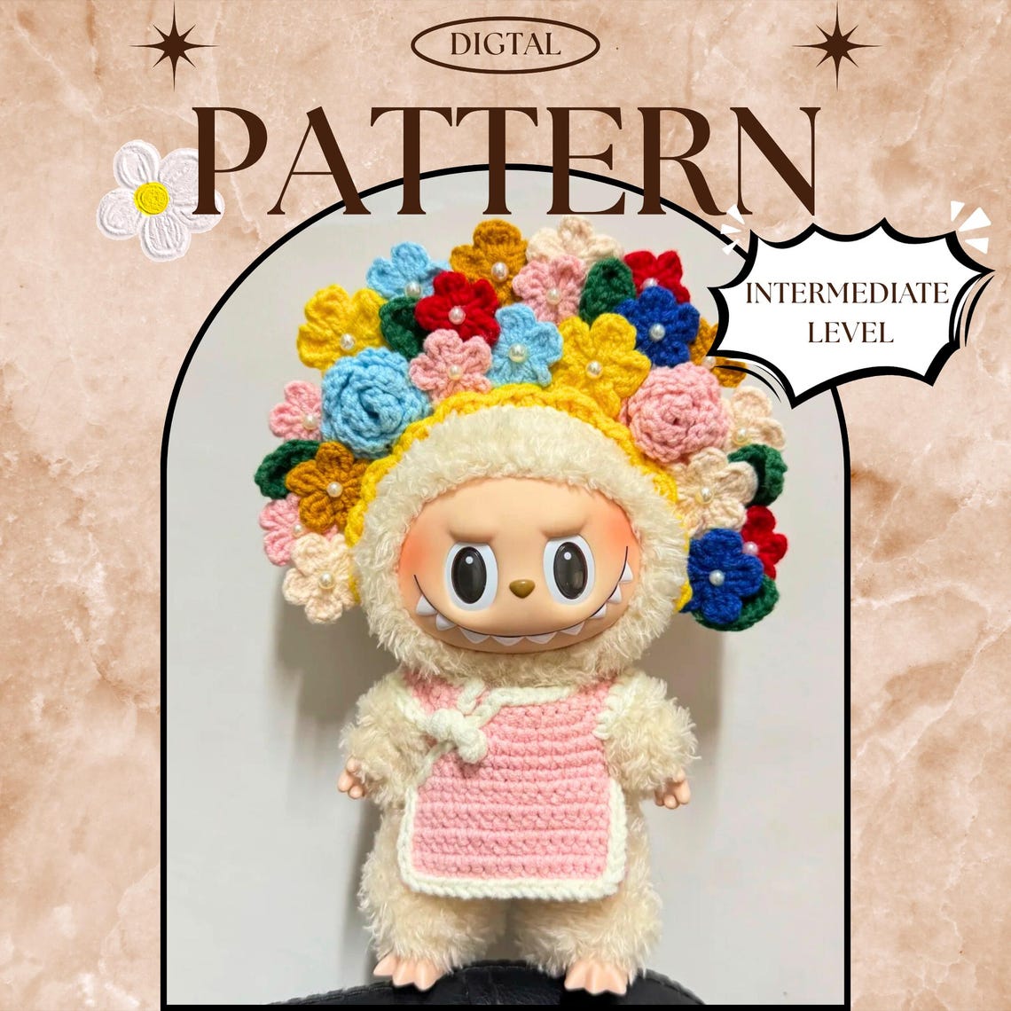 Labubu Clothes Crochet Pattern, Summer Floral Headband Pattern, Flower ...