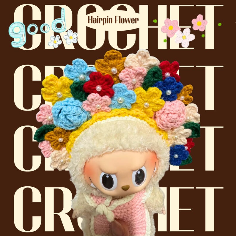 Labubu Clothes Crochet Pattern, Summer Floral Headband Pattern, Flower ...