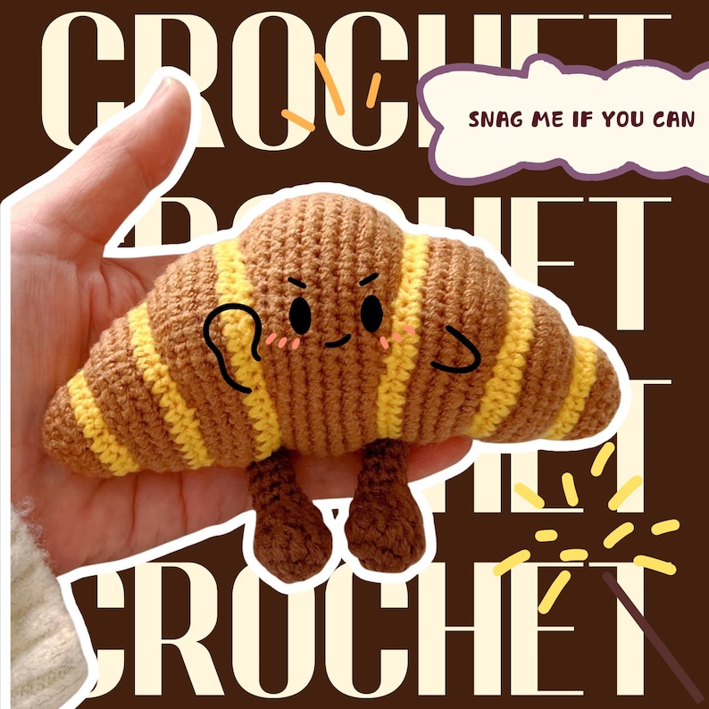 Croissant Crochet Pattern, Croissant Crochet Tutorial, Croissant ...