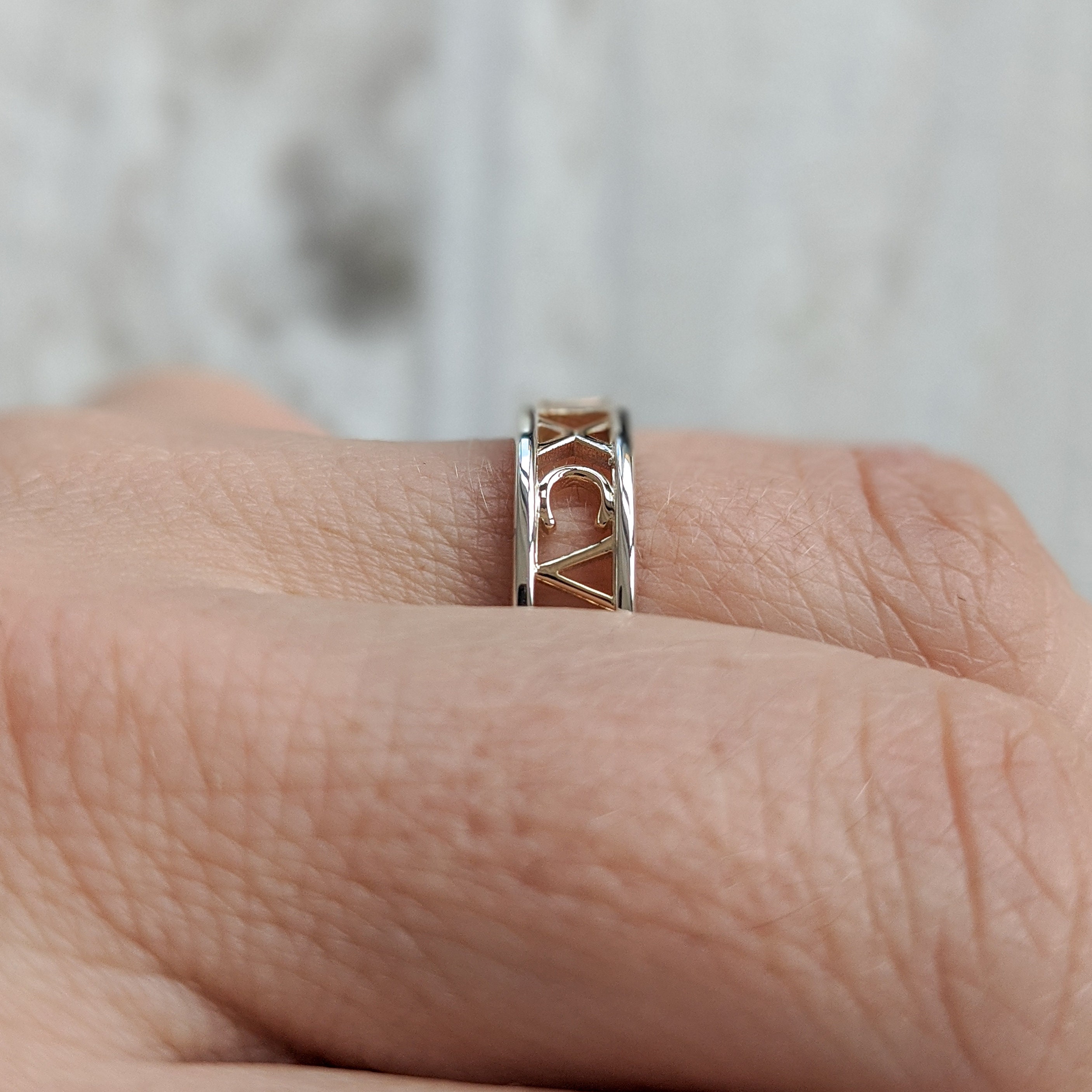 Two Tone Diamond Roman Numeral Ring. Available in Solid 14k, 18k Gold ...