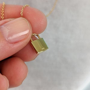 Personalized Solid Gold Lock Pendant • Mother's Day Jewelry Gift ...