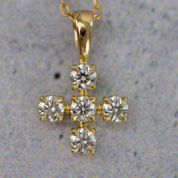 Lab Made Diamond Cross Necklace - Etsy