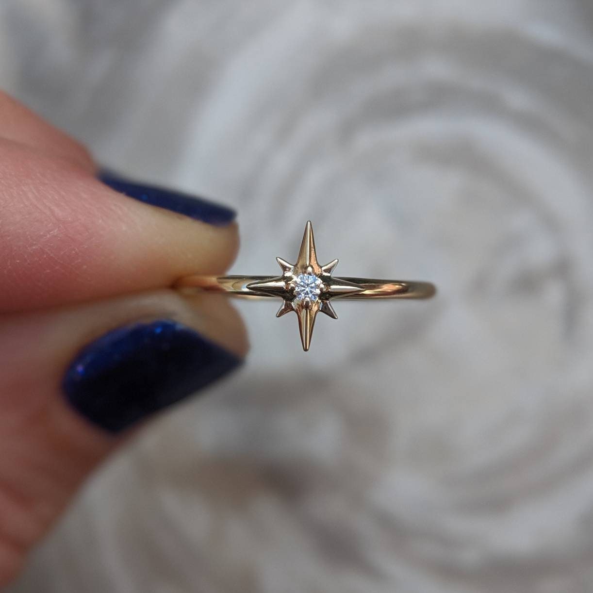 Personalized Starburst Ring Birthstone Jewelry. 14k 18k | Etsy