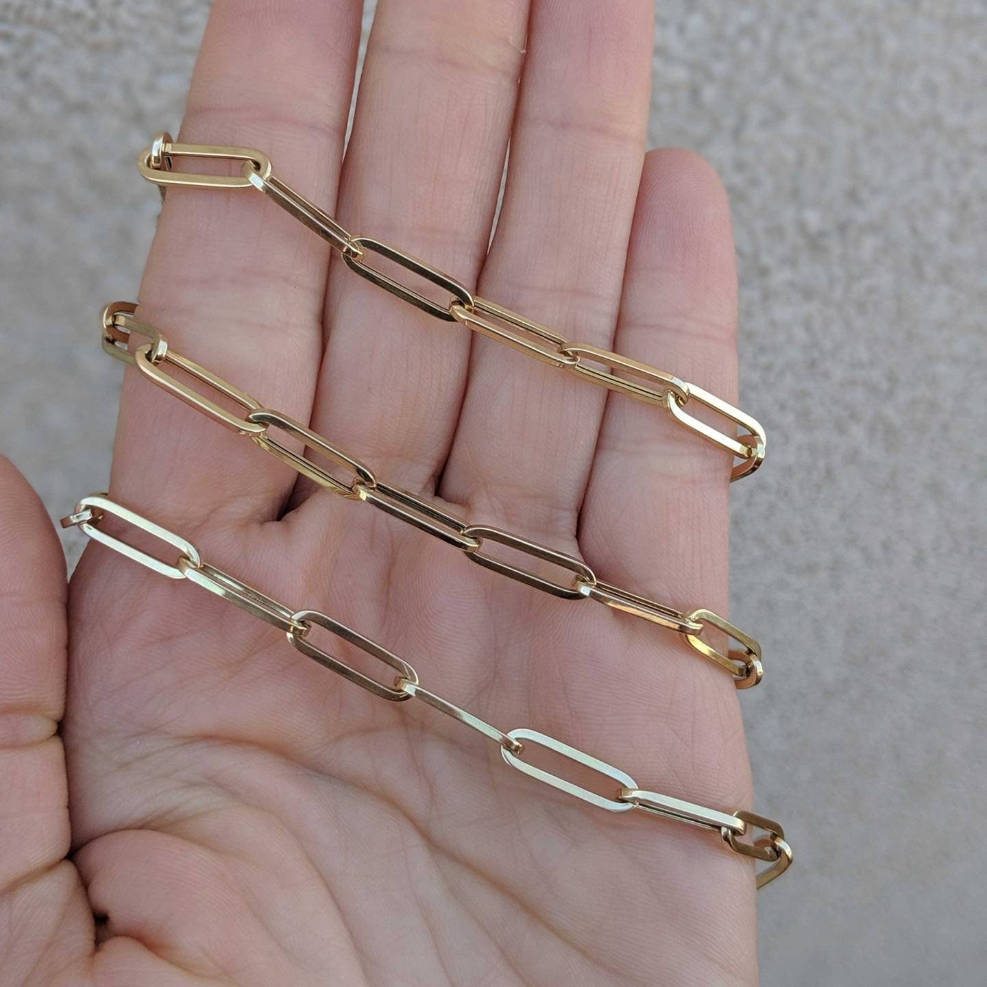 14k Gold Flat Paperclip Chain Large: 14k Yellow Rose White | Etsy