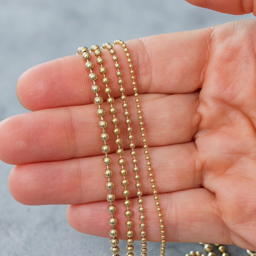 Solid Gold Ball Chain With Lobster Clasp / 14k Gold and 18k Gold ...