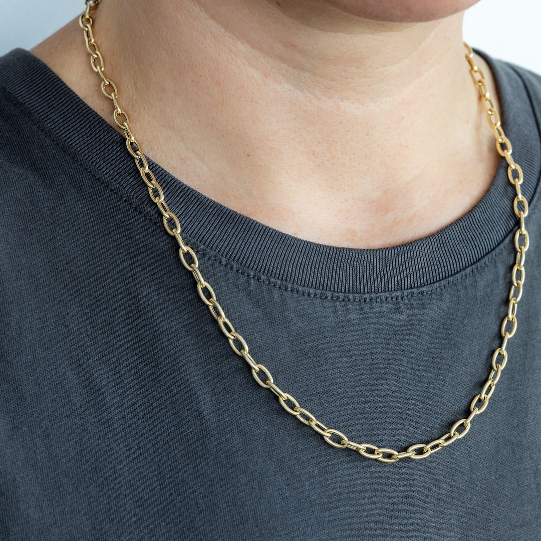 14k Long Link Oval Cable Chain . Available in Multiple Lengths. Italian ...