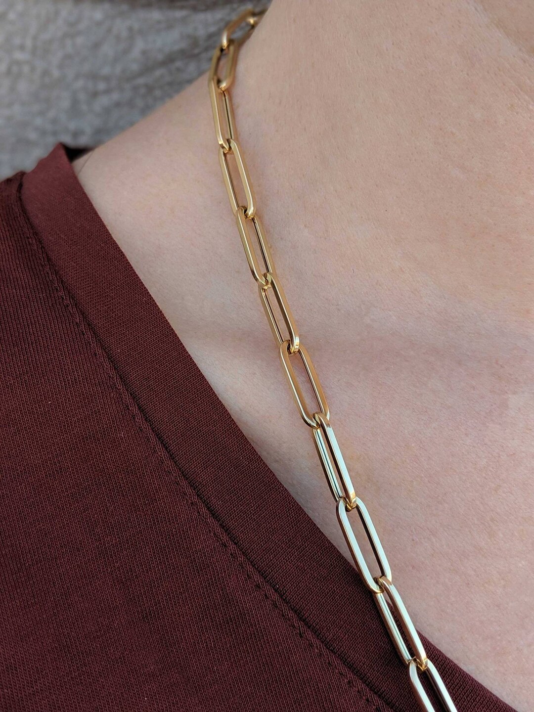14k Gold Flat Paperclip Chain - Extra Large: 14k and 18k Yellow, Rose ...