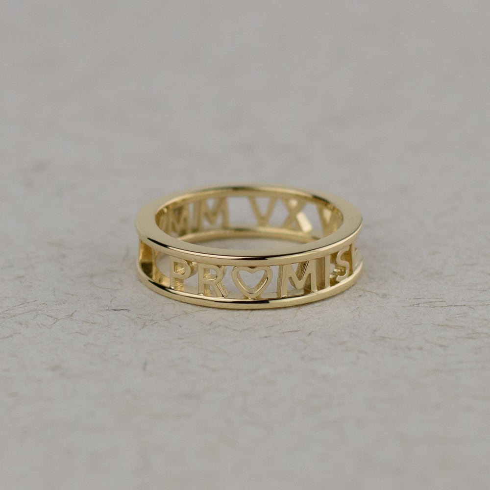 Solid Gold Custom Text Ring Personalized Jewelry. 14k 18k | Etsy