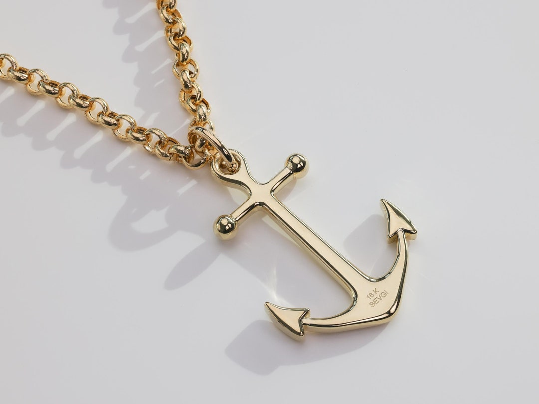 Solid Gold Anchor Pendant by Sevgi Jewelry • 14k, 18k Solid Gold and ...