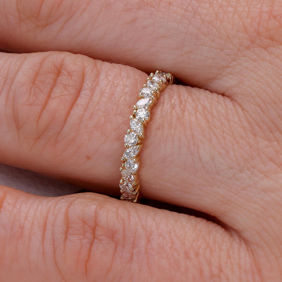 Tilted Marquise Double Round Diamond Mixed Cut Eternity Ring - Zahra by ...