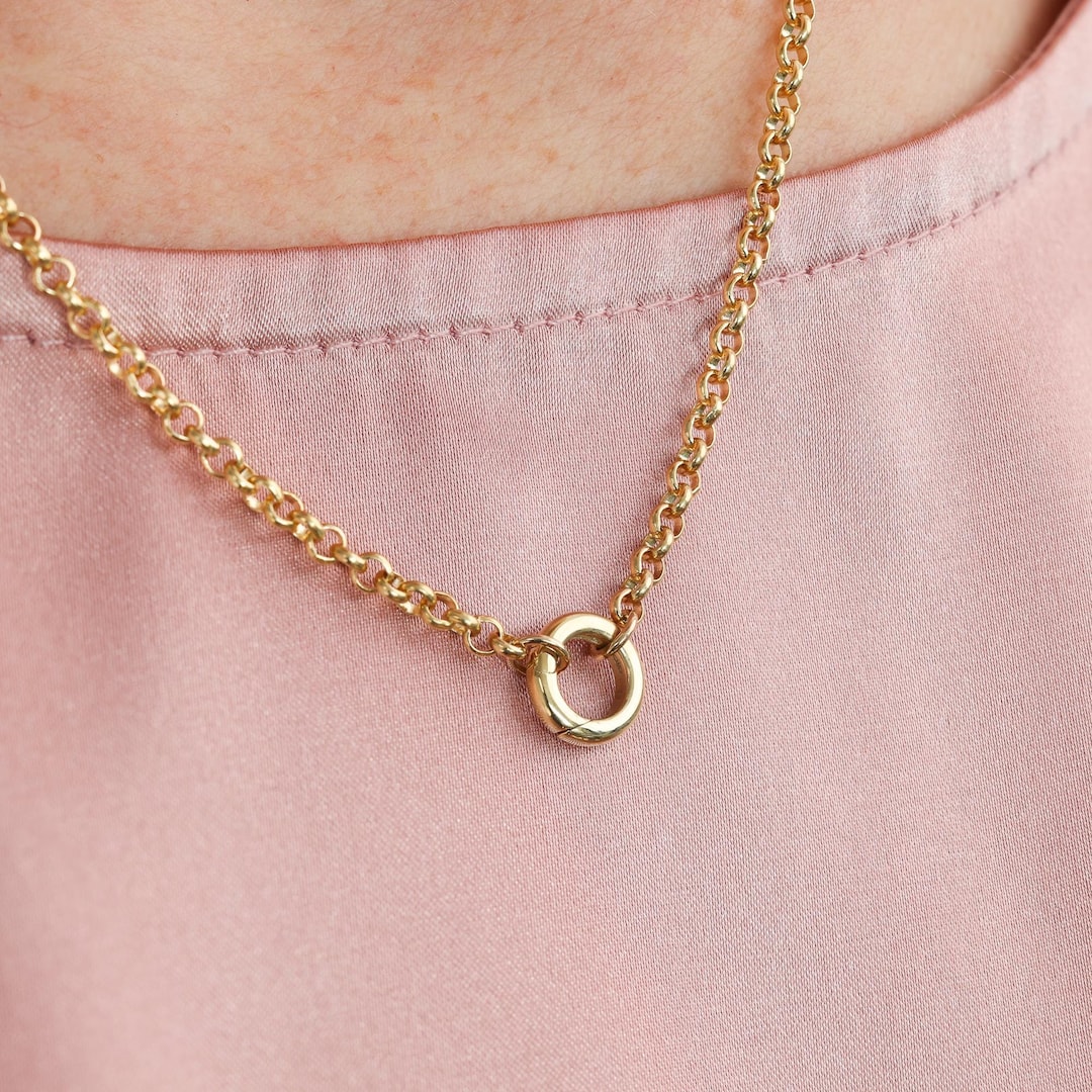 Open Ended 3mm Round Rolo Belcher Chain With Lobster Clasp and Circular ...