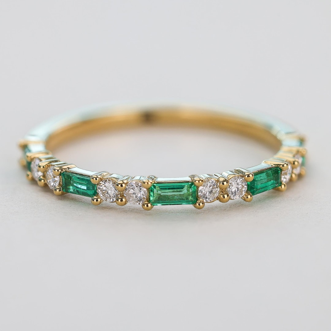 Emerald Baguette and Diamond Alternating Eternity Ring: Toryn by Sevgi ...