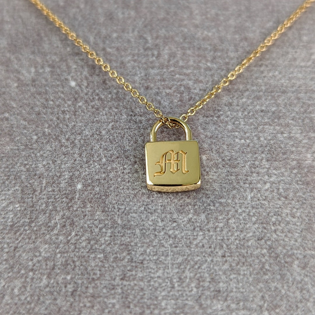 Personalized Solid Gold Lock Pendant • Mother's Day Jewelry Gift ...