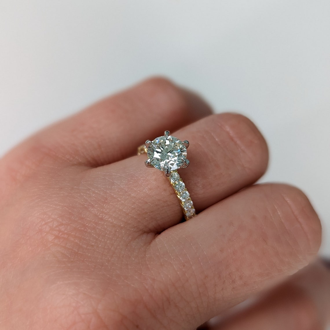 French Fishtail Pave Engagement Ring: Arya 2.25 Total Carat | Etsy