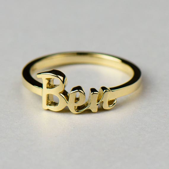 Custom Name Ring Gioielli personalizzati. 14k 18k Giallo Rosa Oro Bianco e Platino. Font personalizzati disponibili Etsy Italia