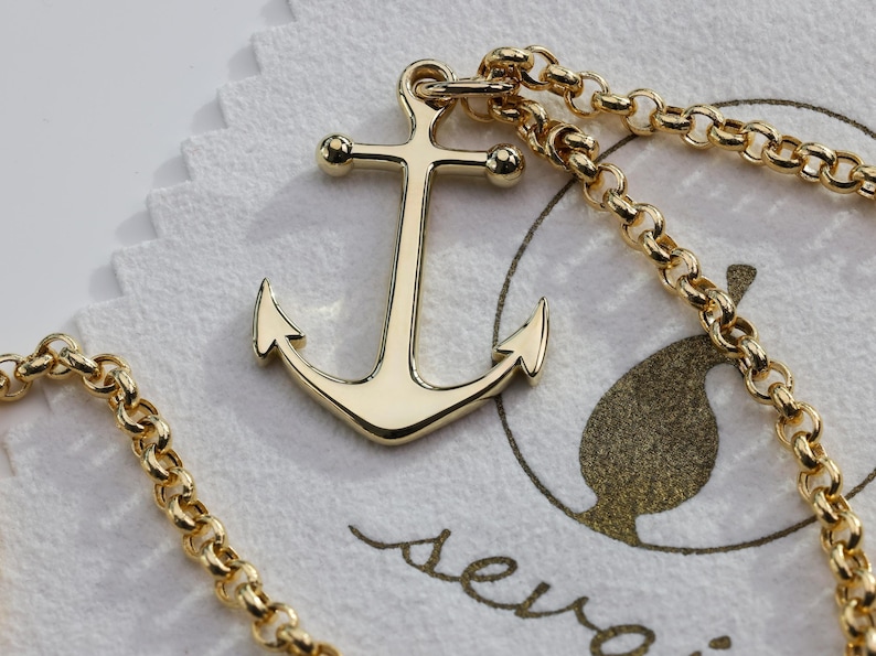 Solid Gold Anchor Pendant by Sevgi Jewelry • 14k, 18k Solid Gold and ...