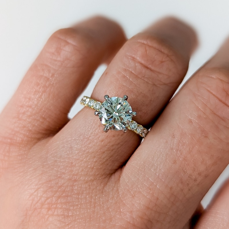 French Fishtail Pave Engagement Ring: Arya 2.25 Total Carat - Etsy