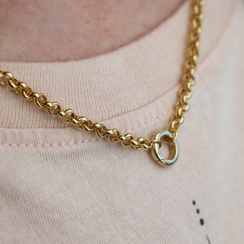 3.8mm Gold Rolo Chain With Circular Hinged Connector • Round Belcher ...