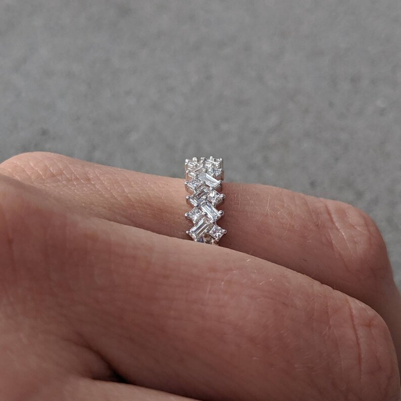Diamond Baguette Zig Zag Anniversary Ring: Evona 14k 18k - Etsy