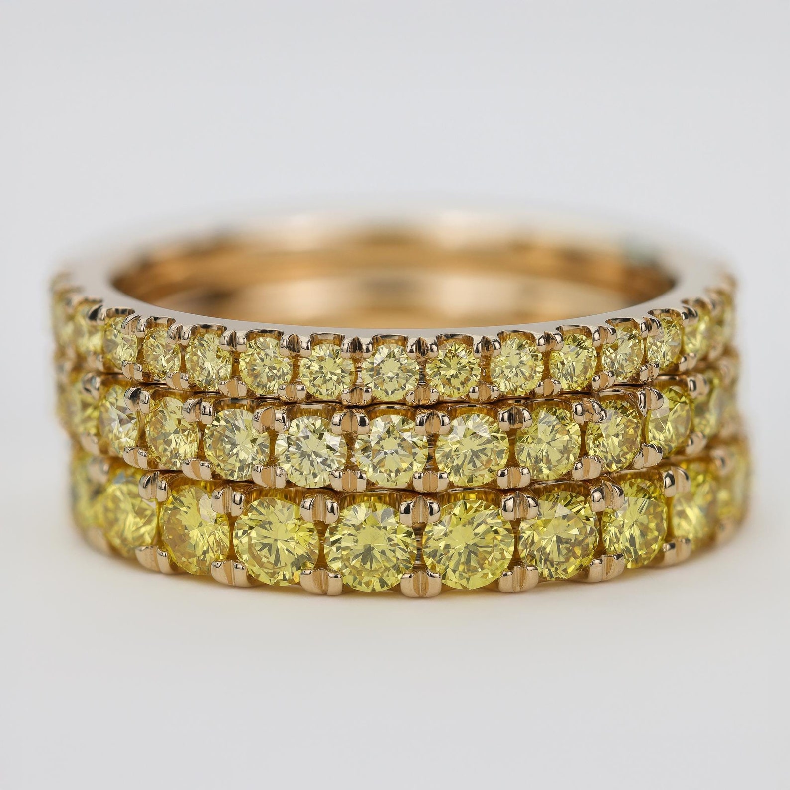 Yellow Diamond French Pave Eternity Ring • Myra by Sevgi Jewelry ...