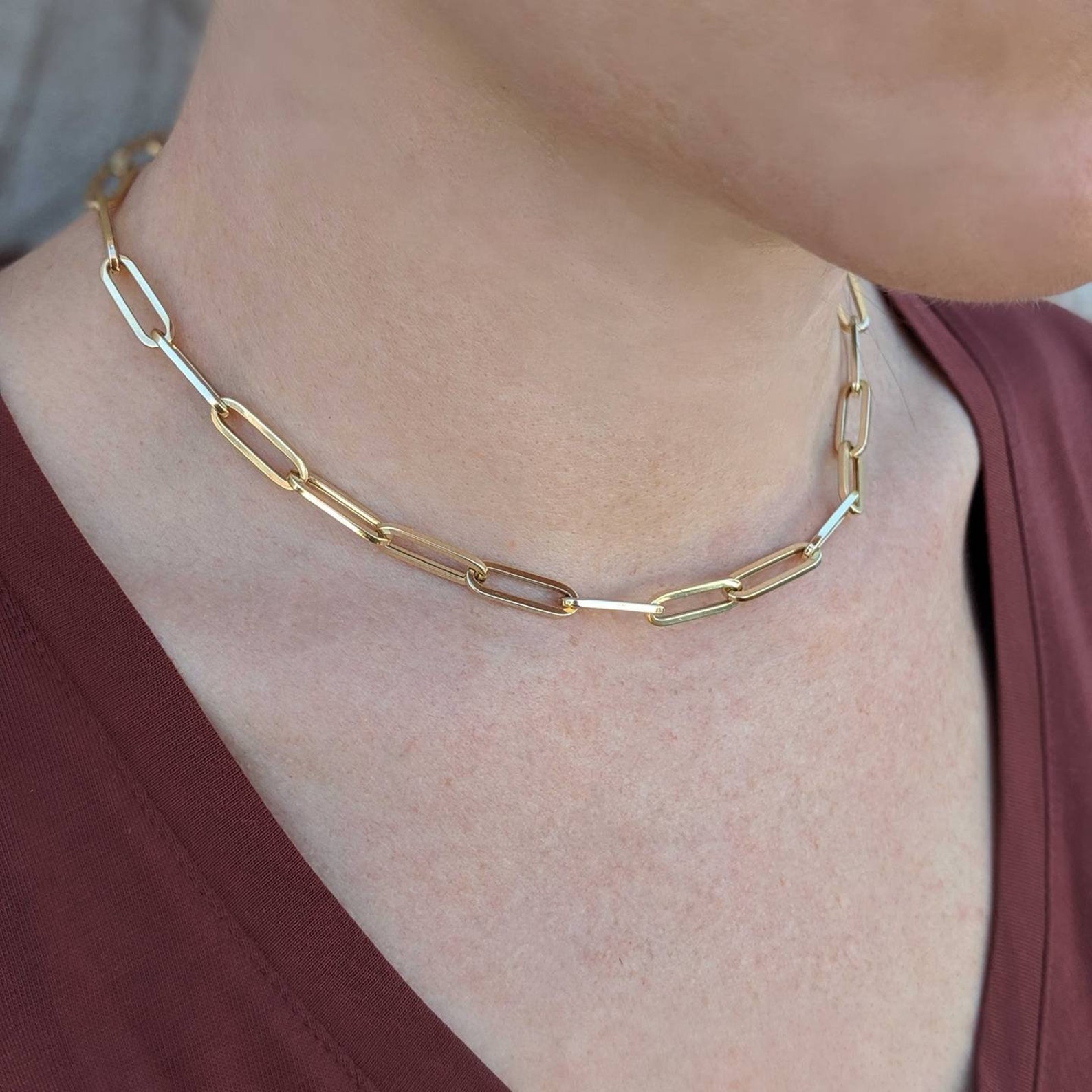 14k Gold Flat Paperclip Chain Extra Large: 14k and 18k - Etsy