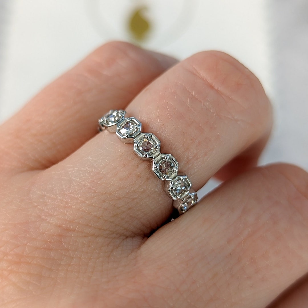 Hexagon Rose Cut Diamond Ring Freya Wedding and Anniversary Ring Fully ...