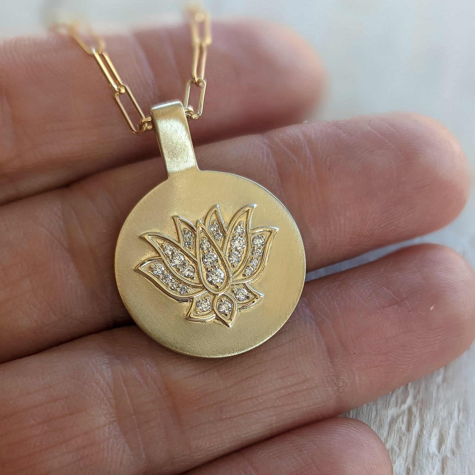 Diamond Lotus Pendant Available in 14k, 18k and Platinum - Etsy