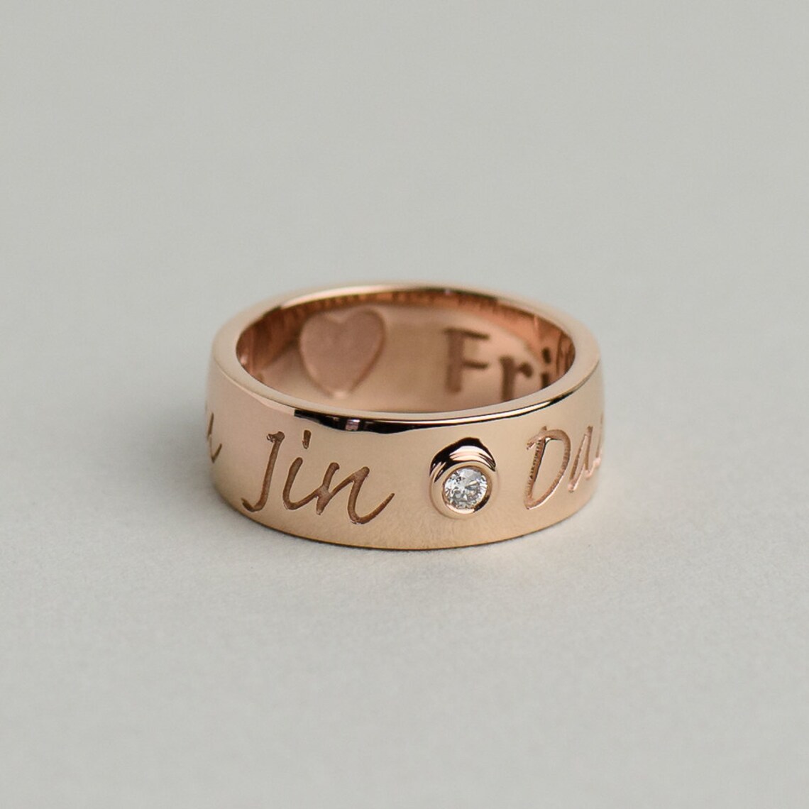 Solid Gold Personalized Diamond Text Ring. Available in 14k - Etsy