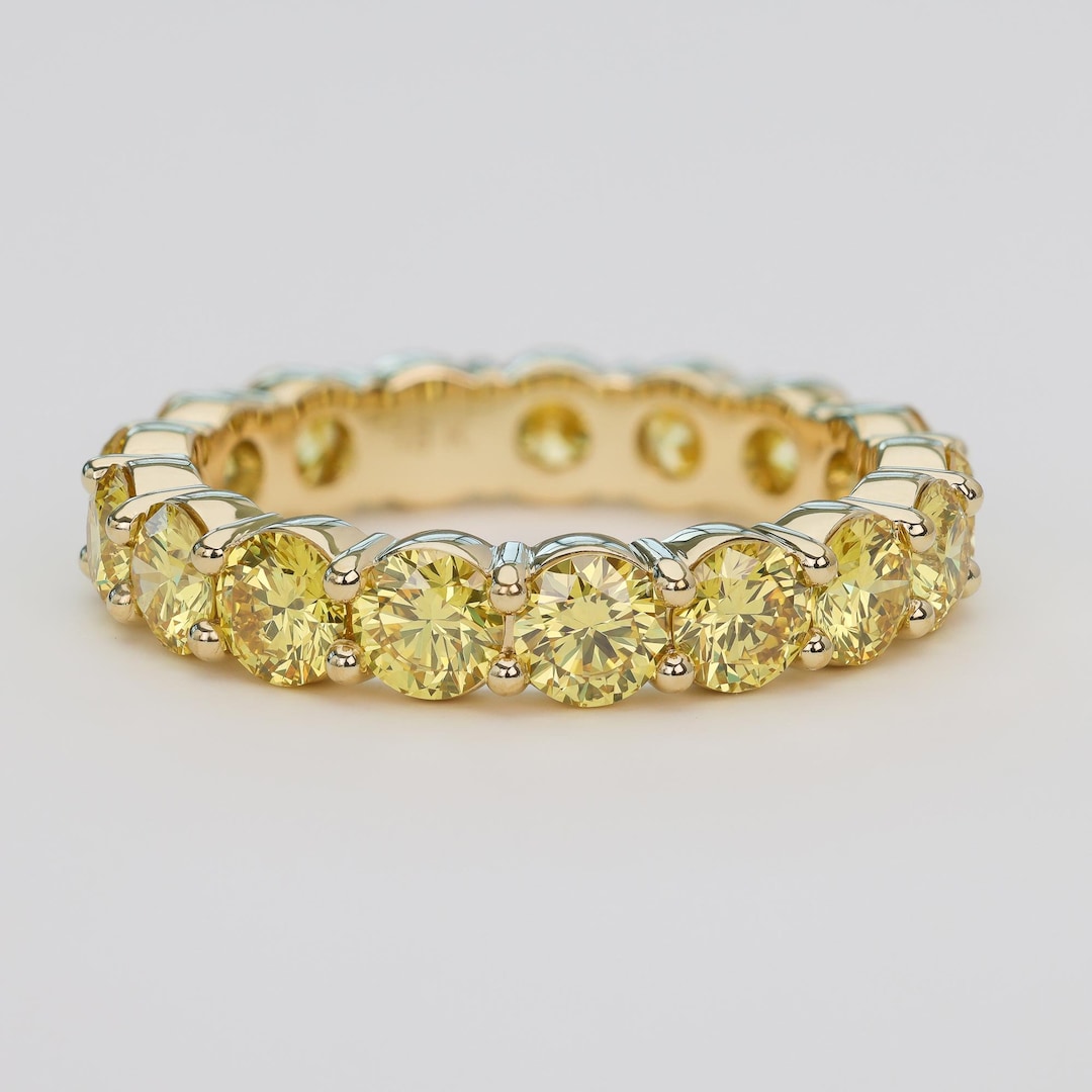 4ct Yellow Diamond Eternity Ring by Sevgi Jewelry Canary Yellow Diamond ...