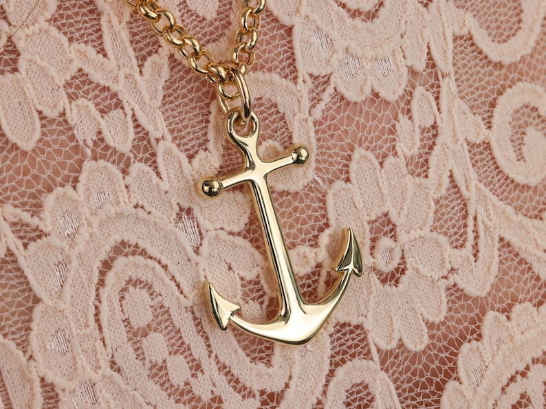 Solid Gold Anchor Pendant by Sevgi Jewelry • 14k, 18k Solid Gold and ...