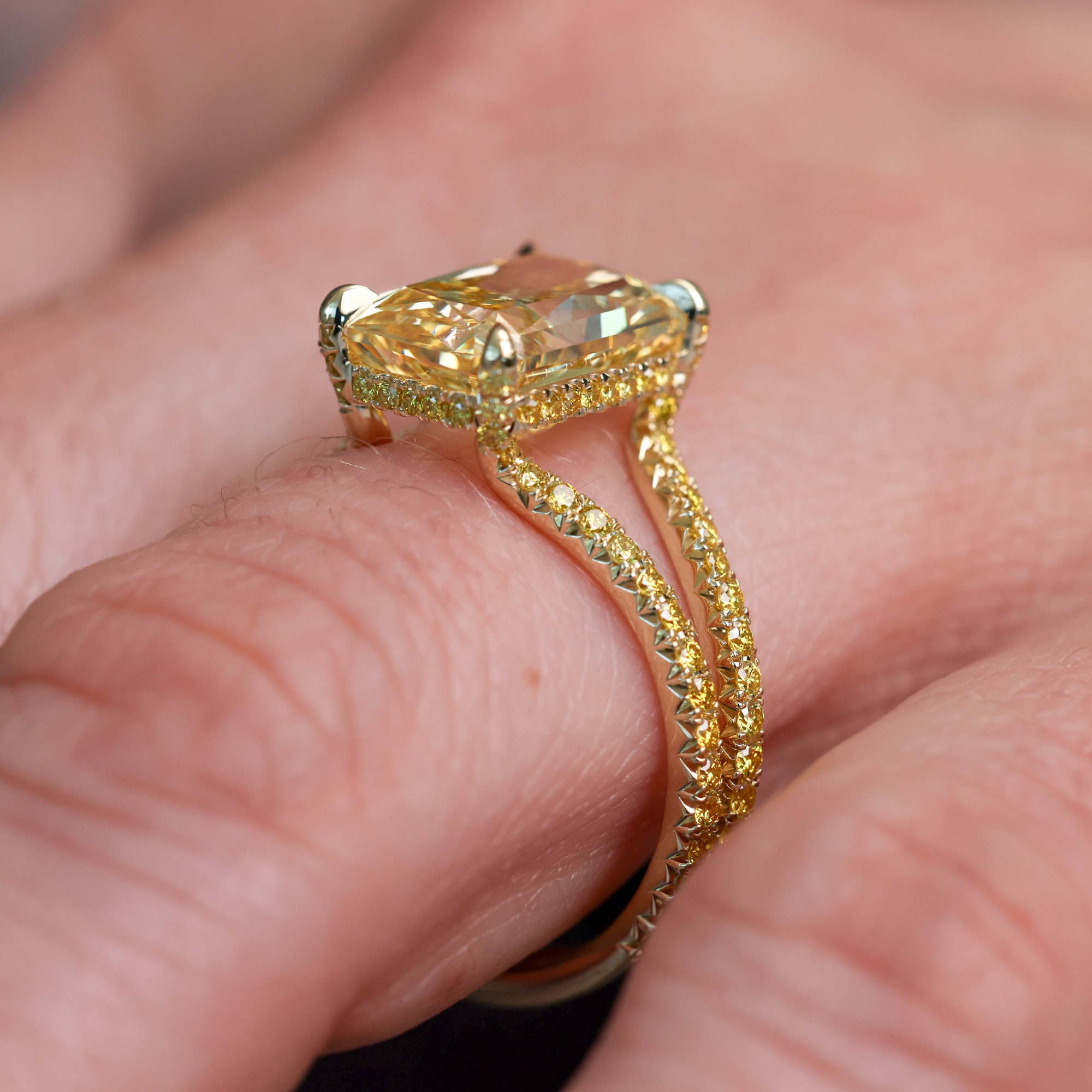 Radiant Cut Yellow Diamond Engagement Ring - Aurelia by Sevgi Jewelry ...