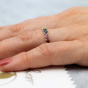 Pastel Rainbow Sapphire in U-cut Pave Setting - Multicolor Gemstone ...
