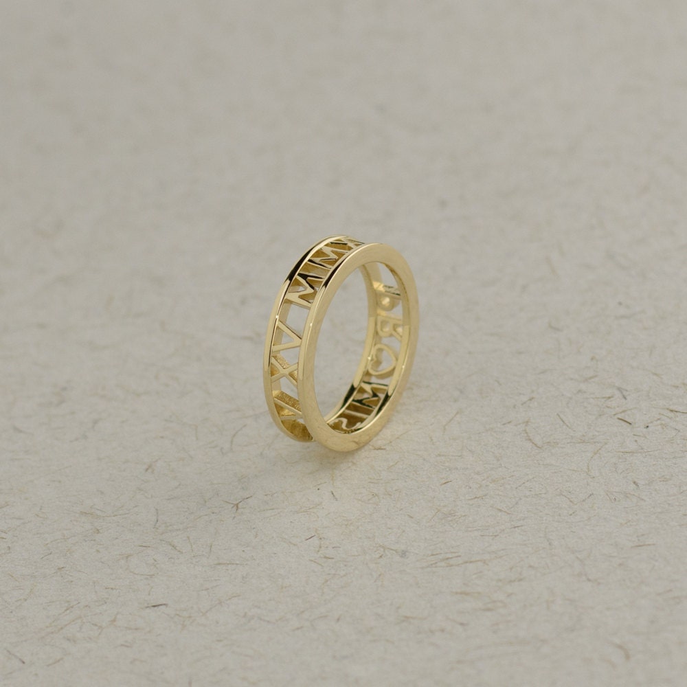 Solid Gold Custom Text Ring Personalized Jewelry. 14k 18k - Etsy