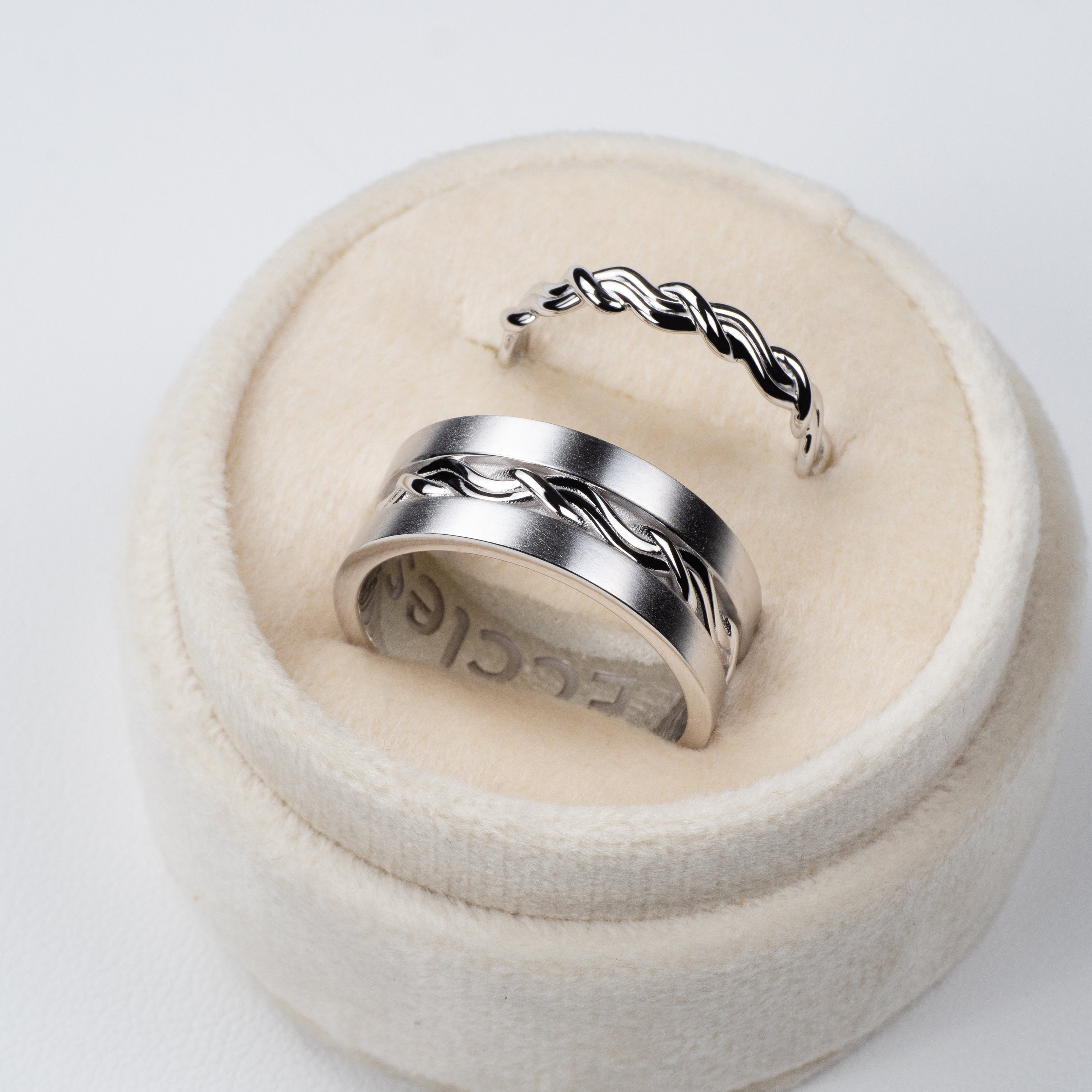 Cord of Three Strands Wedding Ring Set. Available in 14k, 18k Solid ...