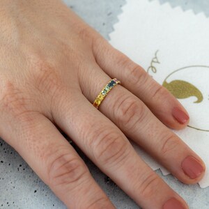 Pastel Rainbow Sapphire in U-cut Pave Setting - Multicolor Gemstone ...