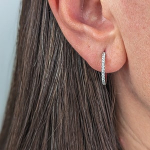 Small Diamond Hoop Earring • French U-cut Pave • Custom Fine Jewelry ...